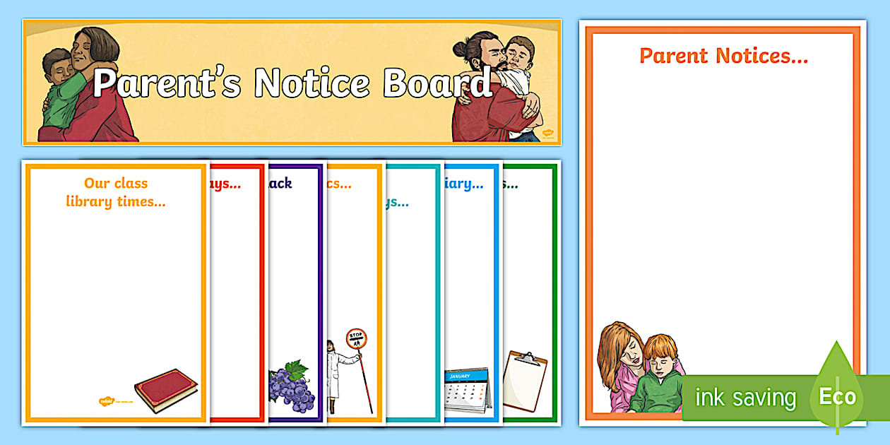 Parent's Notice Board Display Pack - Editable Parents Notice Board Pack