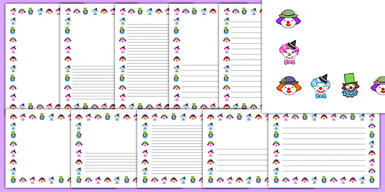 Editable Clown Themed Page Borders (teacher made) - Twinkl