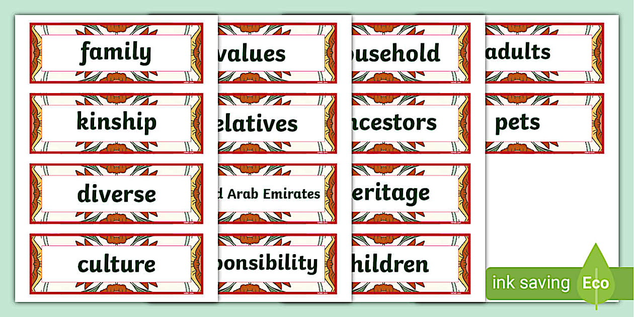 Families in the UAE - Word Cards (teacher made) - Twinkl