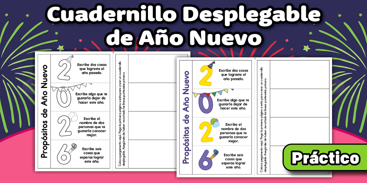 Actividad de cuadernillo desplegable de Año Nuevo 2026