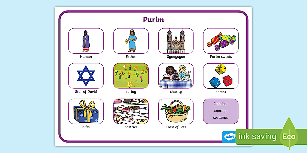 KS1 Purim Word Mat - Religious Education (teacher made)