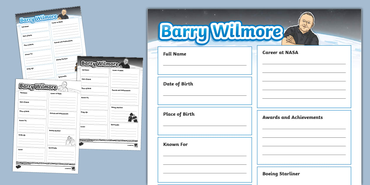 KS2 Barry Wilmore Fact File Template (teacher made) - Twinkl