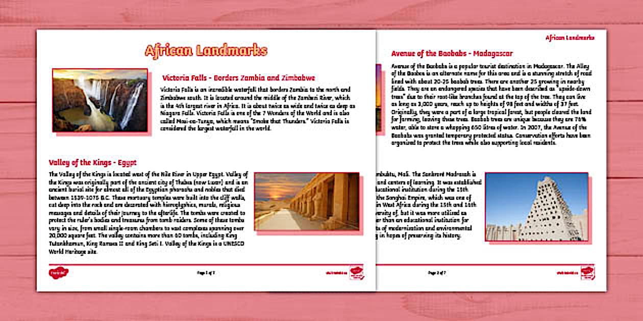 African Landmarks Fact File (Grade 8-9)