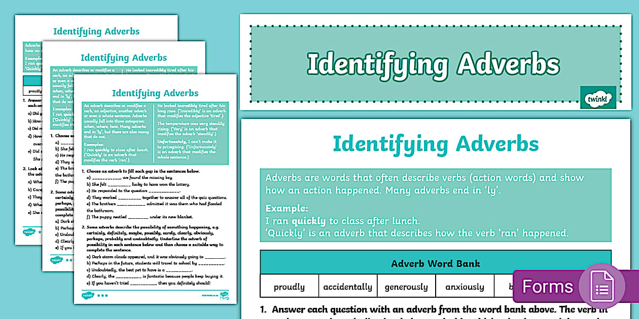 Identifying Adverbs (teacher made) - Twinkl