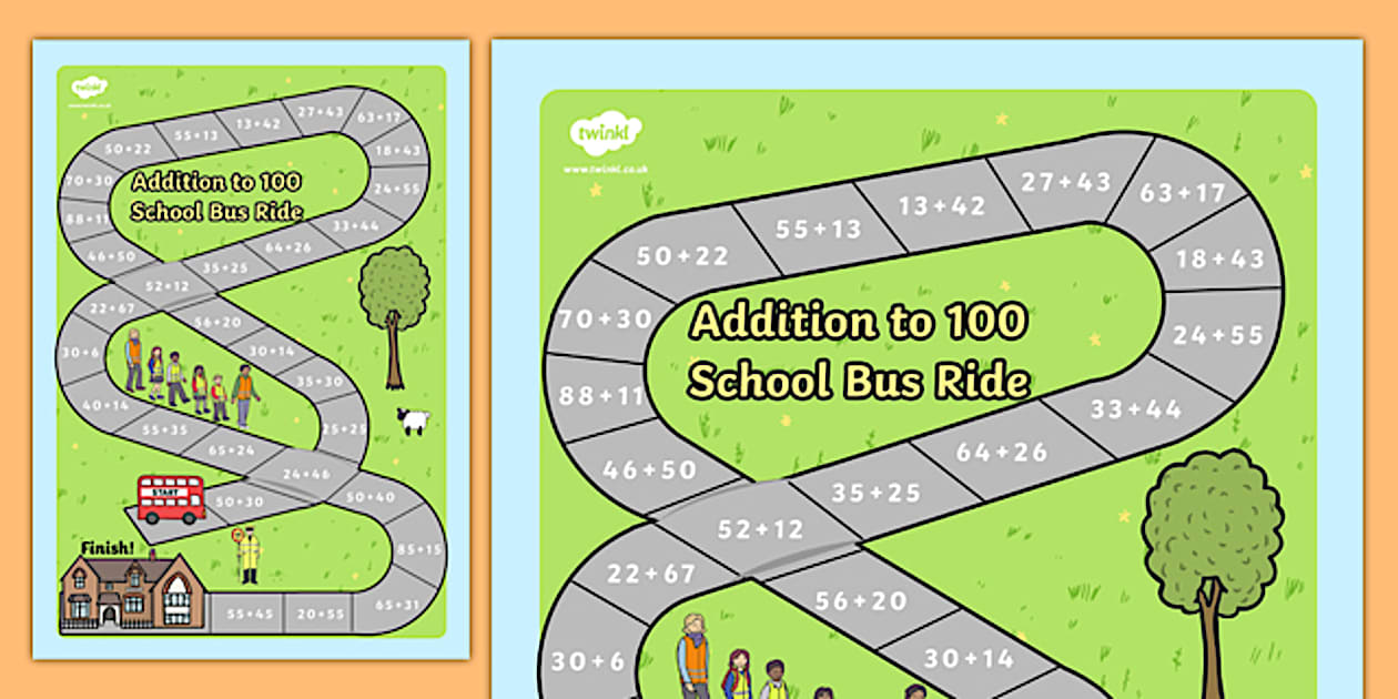Addition to 100 Bus Board Game (teacher made) - Twinkl