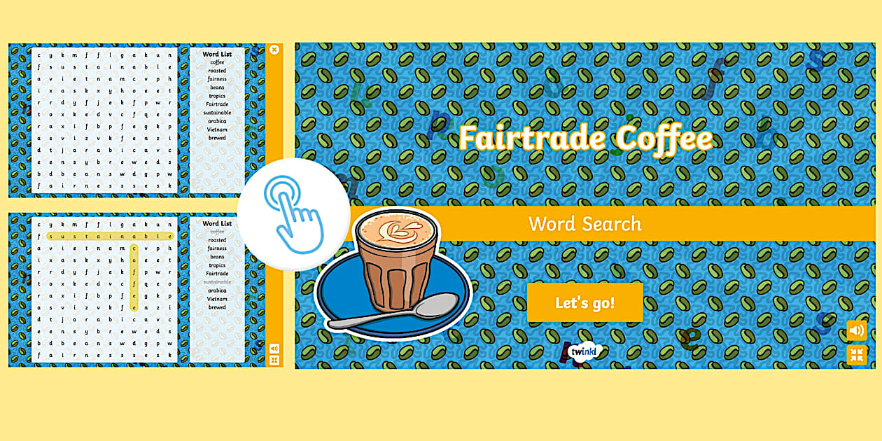 Fairtrade Coffee Interactive Word Search (teacher made)