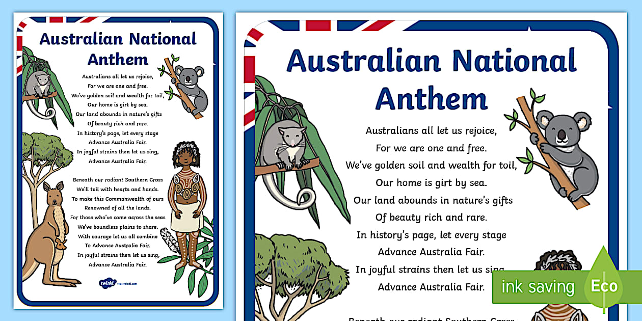 Australian National Anthem Poster - Printable PDF