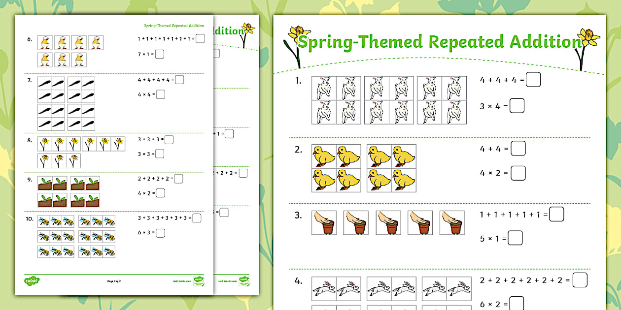 👉 Spring-Themed Repeated Addition Activity - KS1 - Twinkl