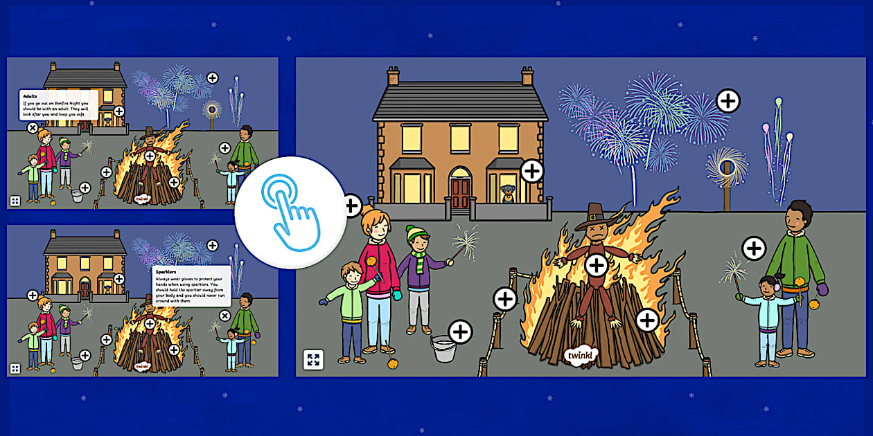 KS1 Bonfire Night Facts Hotspots Activity | Twinkl Go!
