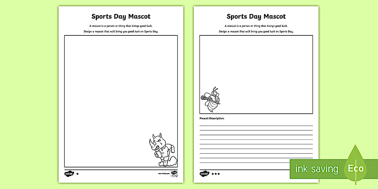 Design a Sports Day Mascot Worksheet / Worksheet - Twinkl