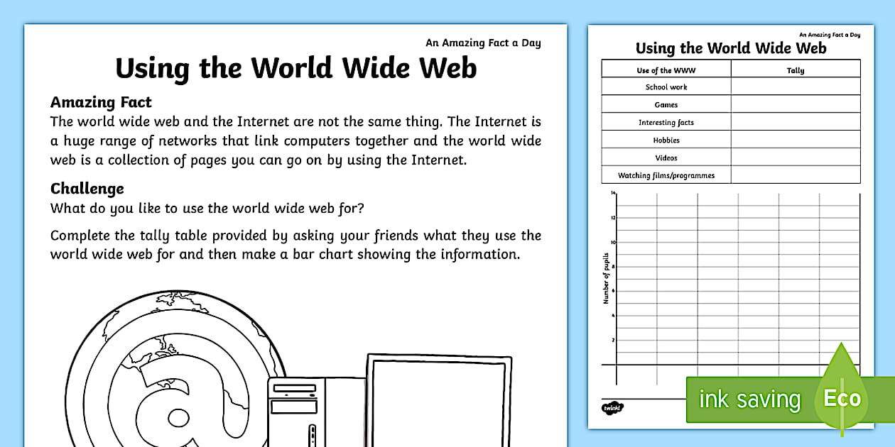 Using the World Wide Web Tally and Bar Chart Worksheet / Worksheet