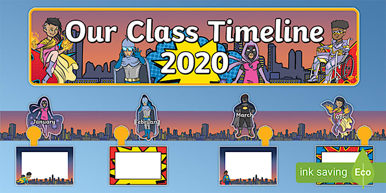 Superhero Themed Class Timeline Display Pack