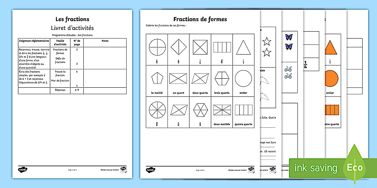 Livret d'activités : Les fractions (l'enseignant a fait)