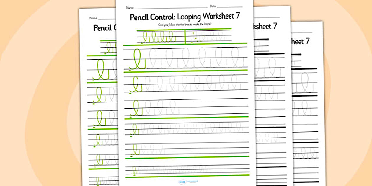 Black and White Pencil Control Looping Worksheet 7 - Twinkl