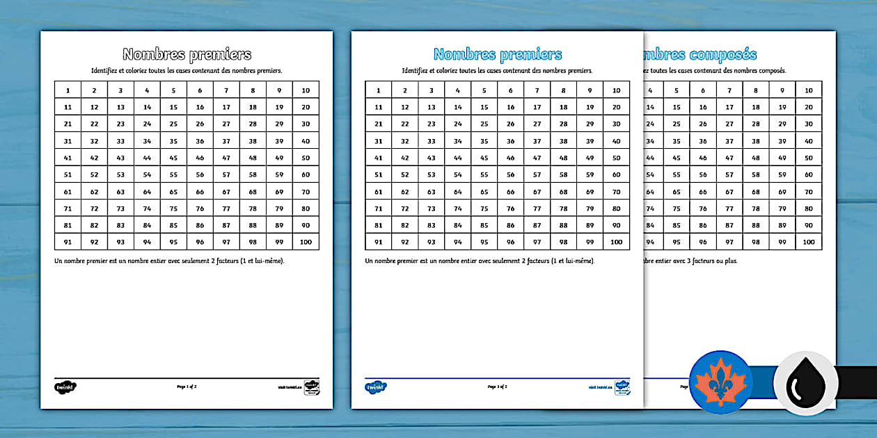 Exercice nombre premier et composé | Ressource Twinkl