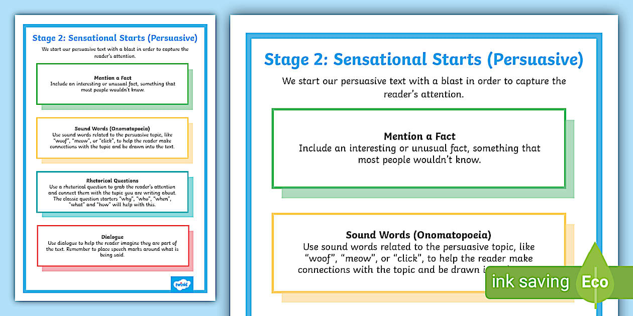 Sensational Starts Display Poster (Persuasive) - Twinkl Sensational Starts Display Poster (Persuasive) - Twinkl