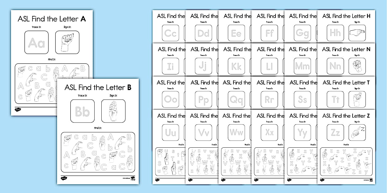 ASL Find the Letter A-Z Activity Pack
