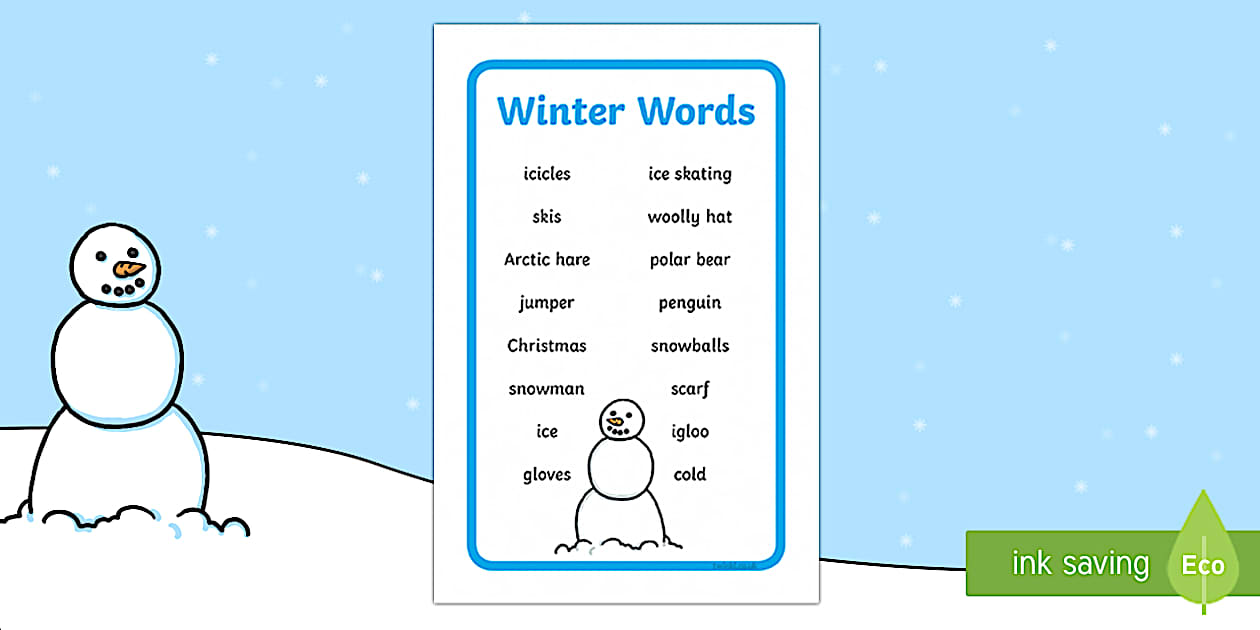 Winter Topic Vocabulary Prompt Frame - ESL Winter Vocabulary