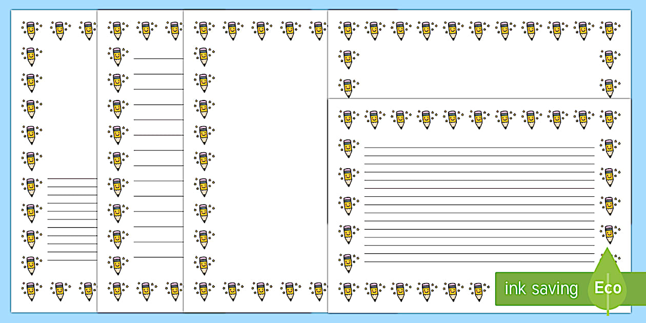 Smiley Pencil Page Borders- Portrait Page Borders - Twinkl