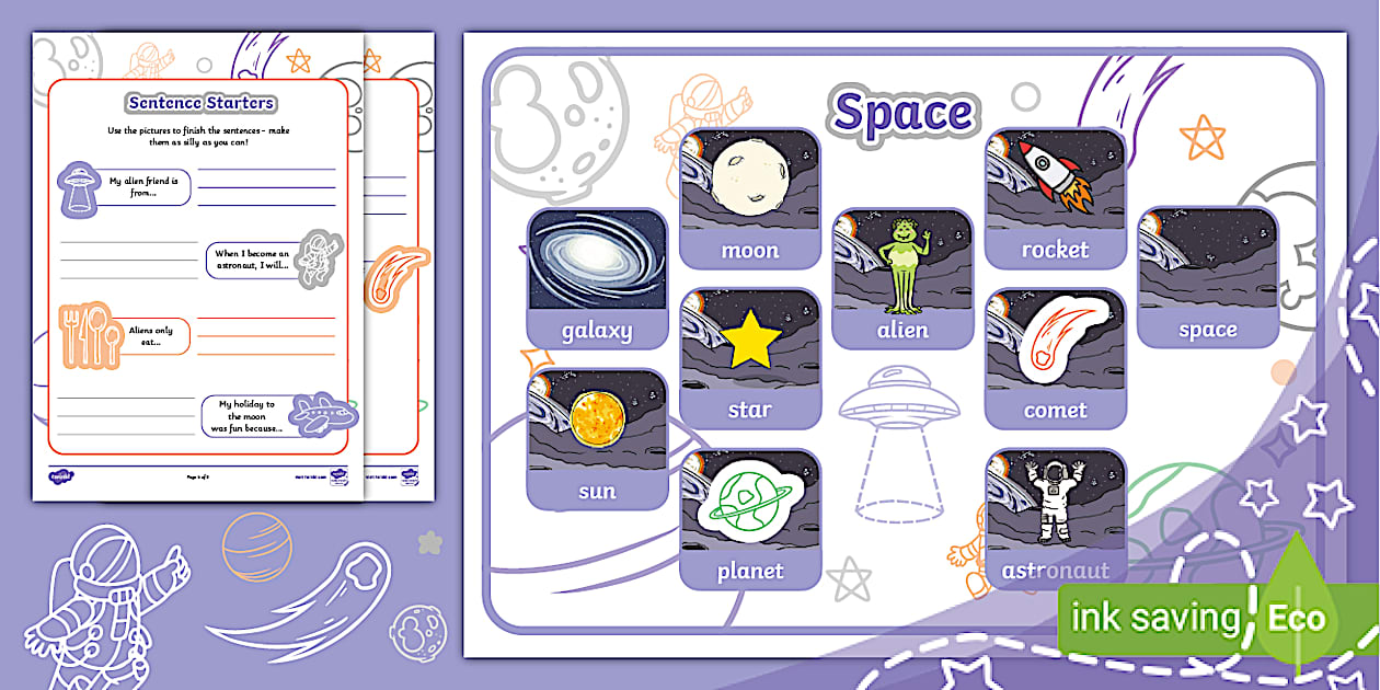 Printable Space Writing Prompts | Twinkl Parents Kindergarten