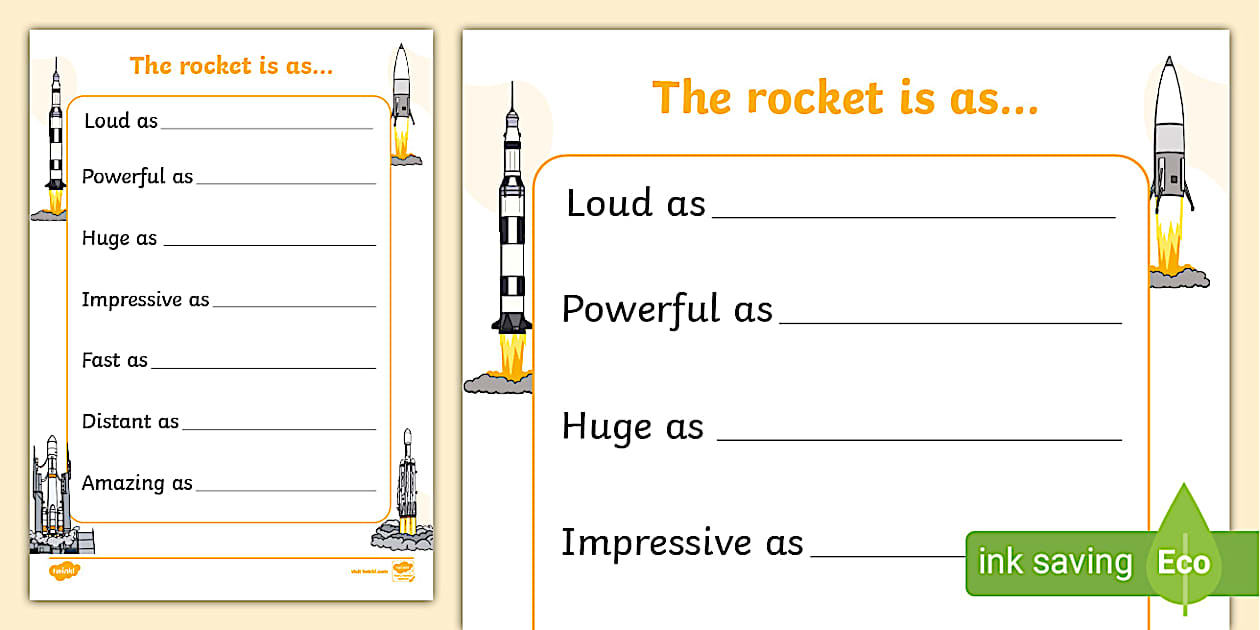 Rocket Simile Poem Template, Rockets Poetry - Twinkl