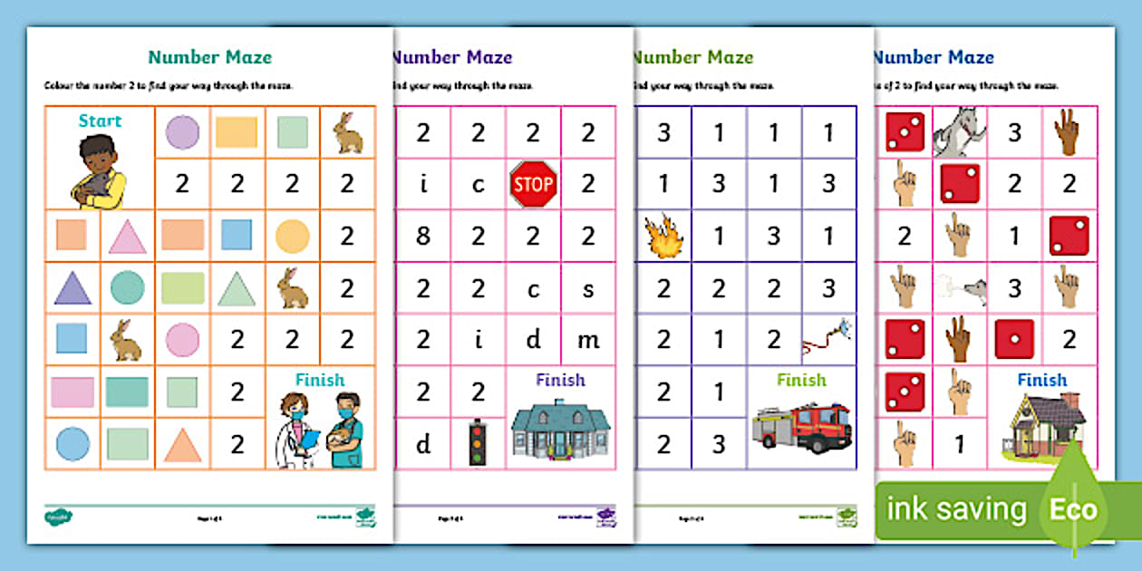 Number 2 Maze Worksheets (teacher made) - Twinkl