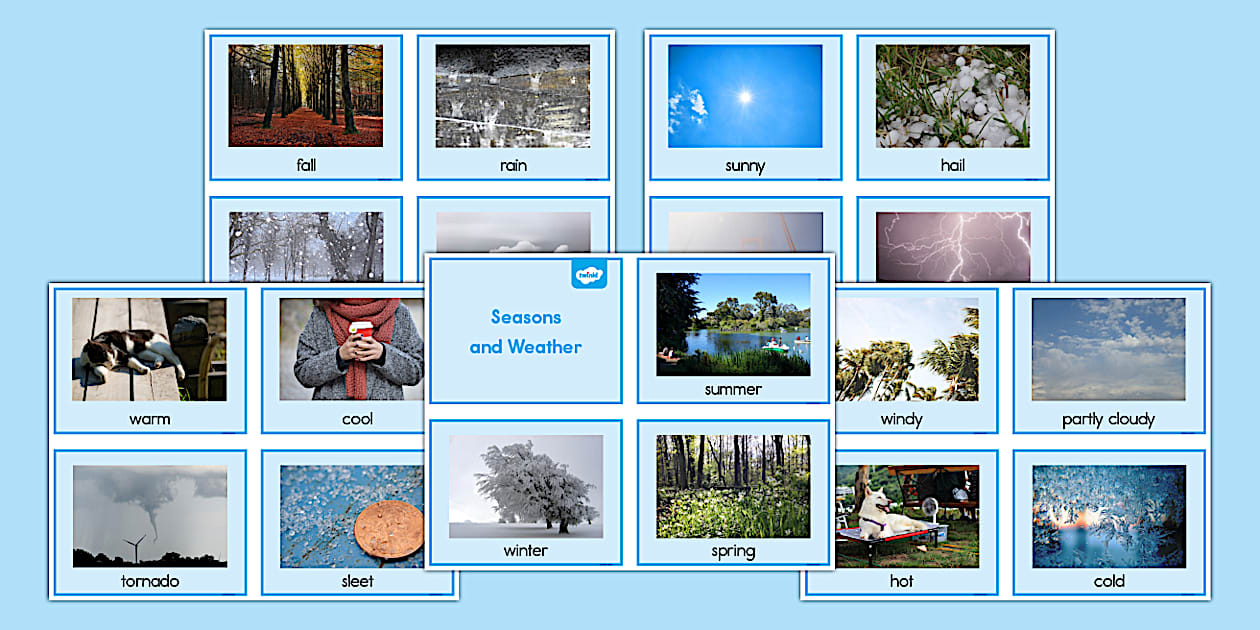 Seasons and Weather Flash Cards (teacher made) - Twinkl