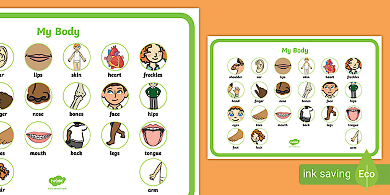 KS1 ‘My Body’ Word Mat - Human Body Parts List of Vocabulary