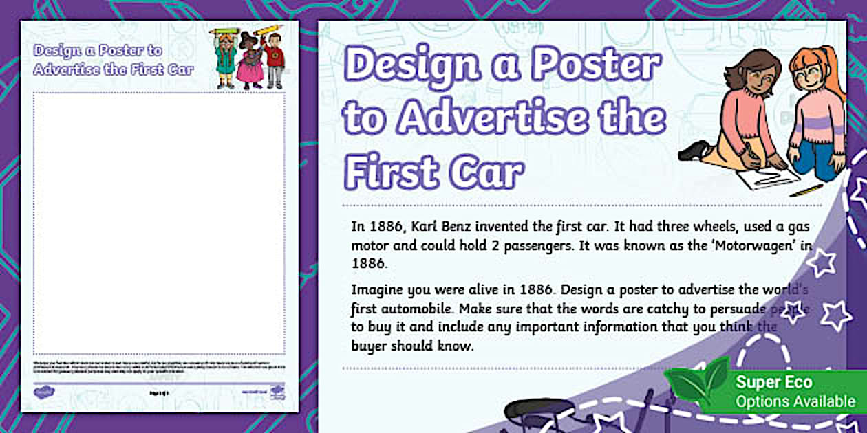 Car-Themed Poster Design Activity (Ages 5 - 7) - Twinkl