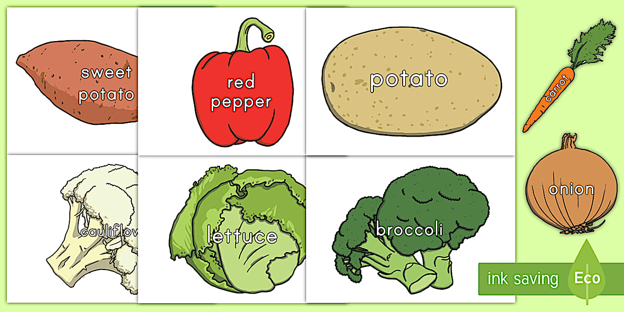 Vegetable Word Cutouts (Teacher-Made) - Twinkl