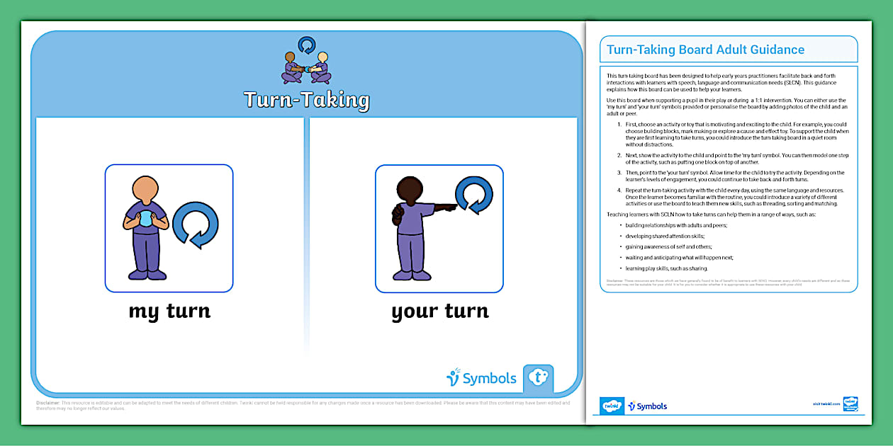 Twinkl Symbols: Turn Taking Board (teacher made) - Twinkl