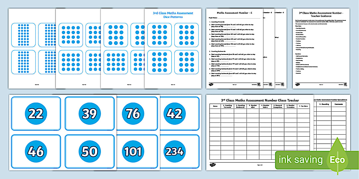 3rd Class Baseline Assessment Number Pack (teacher made)