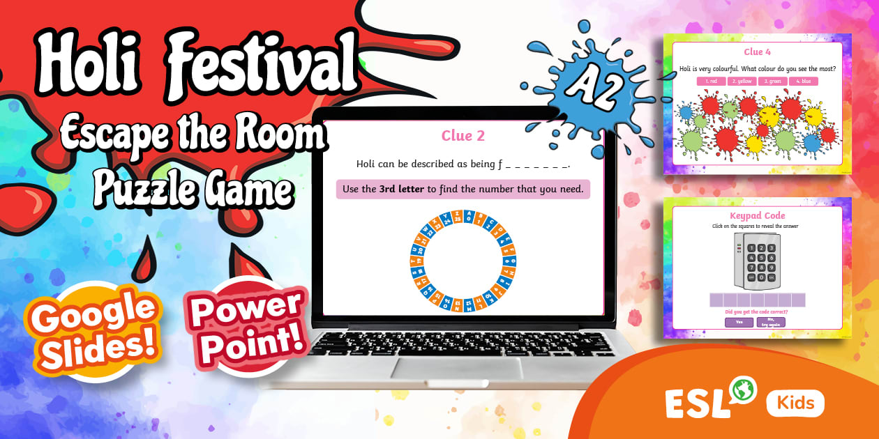 ESL Holi Escape Room for Kids