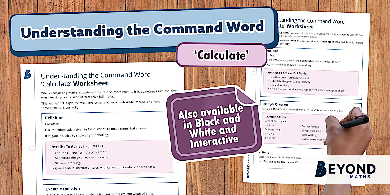 Understanding the Command Word ‘Calculate’ Worksheet