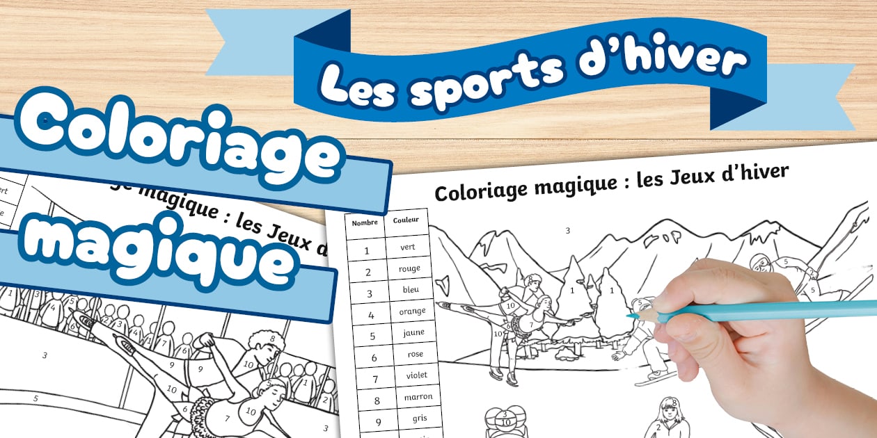 Coloriage magique sur les sports d'hiver