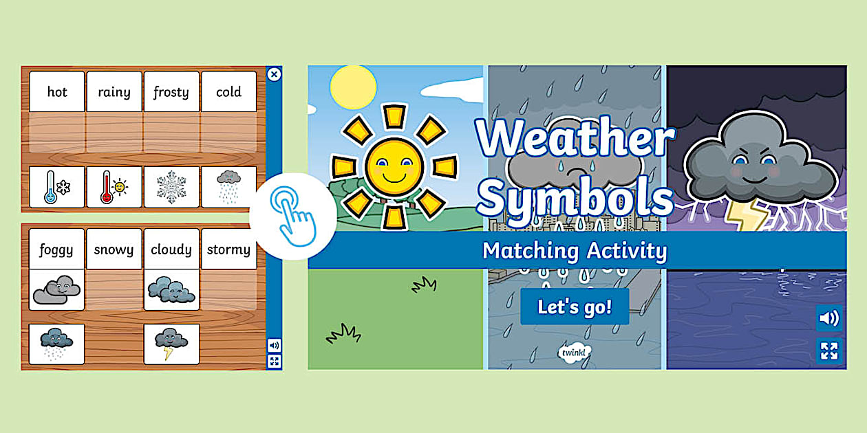 Weather Symbols Interactive Matching Game (teacher made)