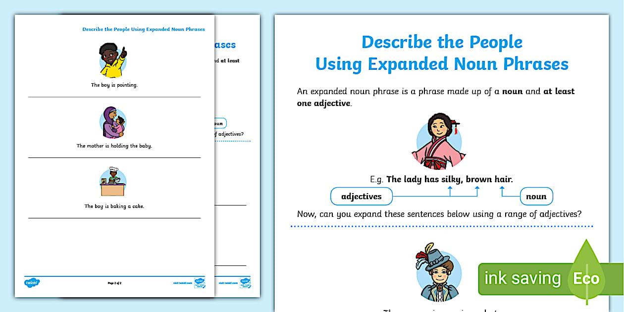KS1 Describe the People Using Expanded Noun Phrases Activity