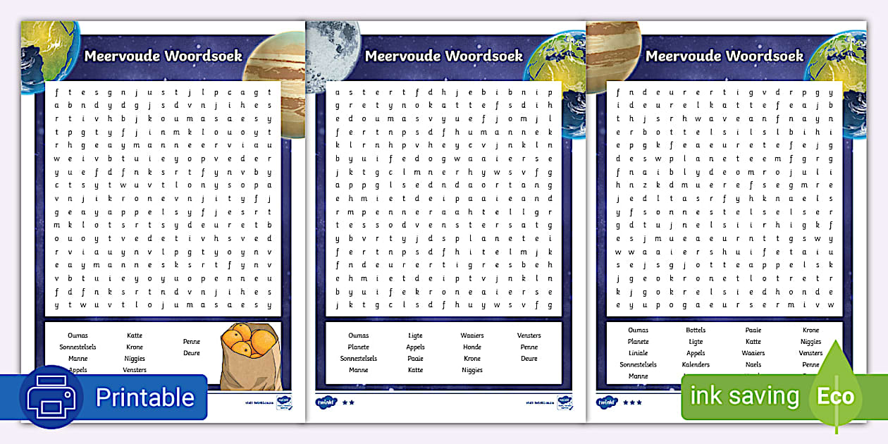 Meervoude Woordsoek (Teacher-Made) - Twinkl