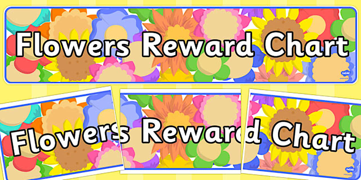Cursive Flowers Reward Chart Display Banner - Twinkl