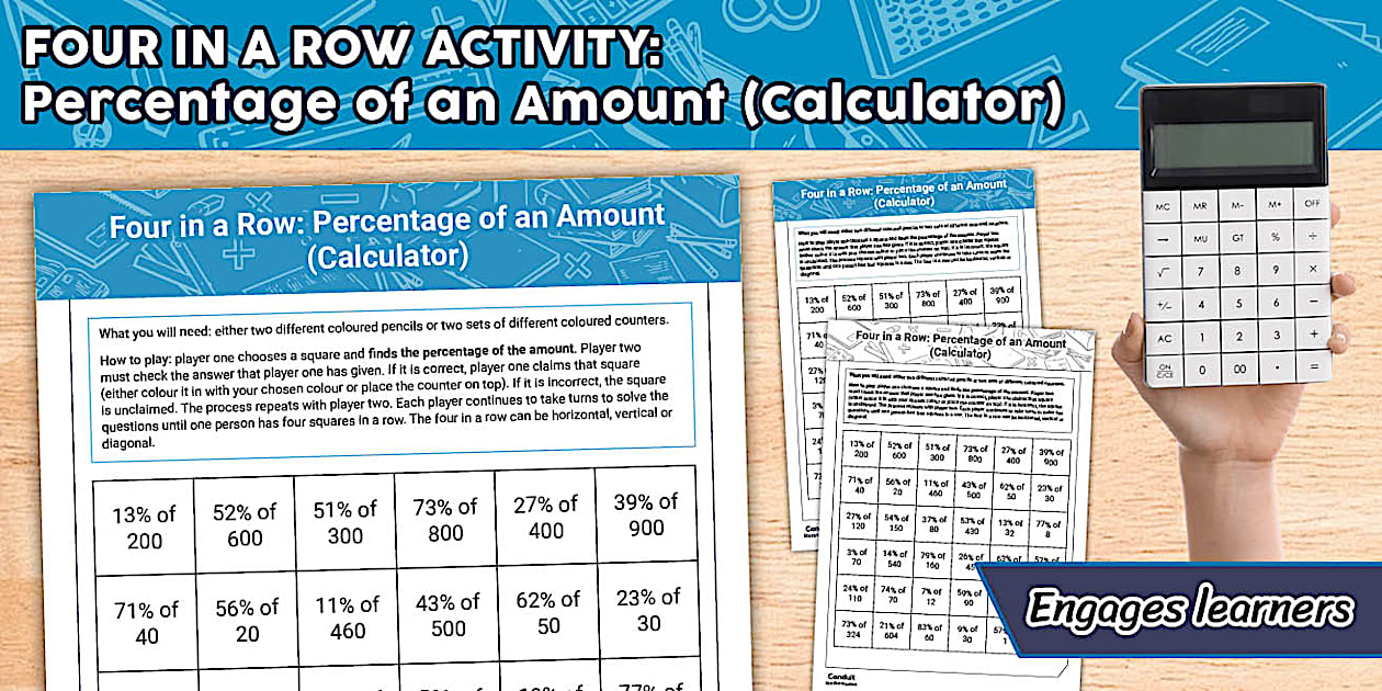 Four in a Row: Percentage of an Amount (Calculator)