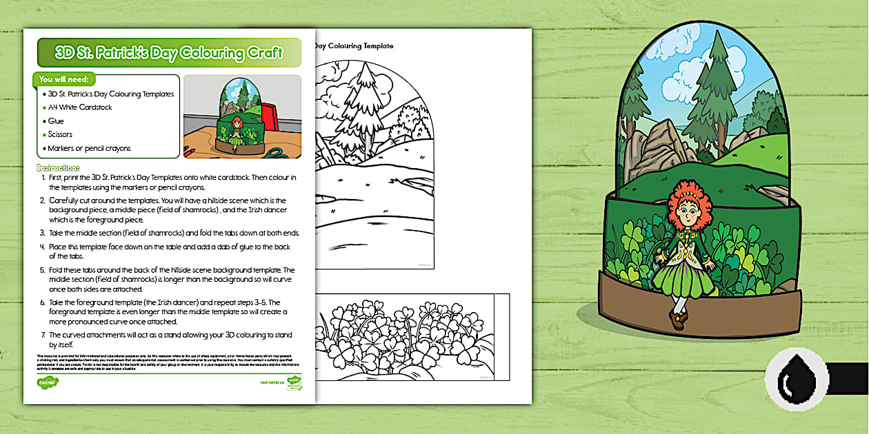 3D St. Patrick's Day Colouring Craft (Lehrer gemacht)