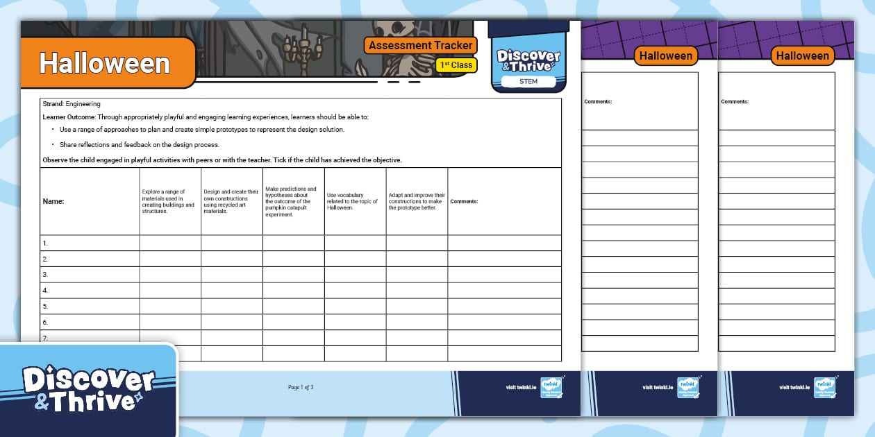 STEM (Engineering) Halloween Assessment Tracker (1st Class)