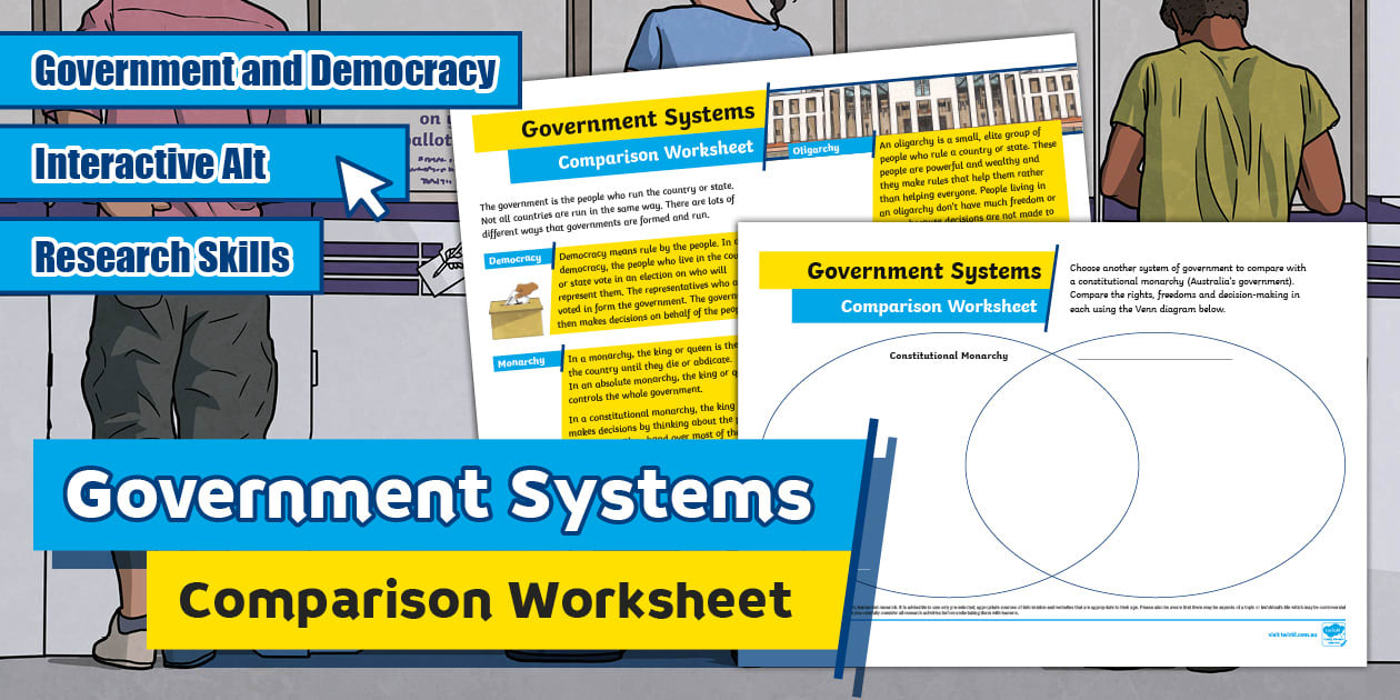 Types of Government Systems Comparison Worksheet