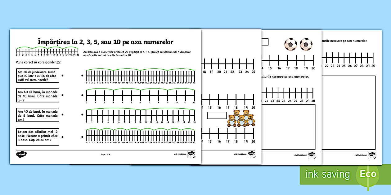Înmulțire și împărțire pe axa numerelor naturale