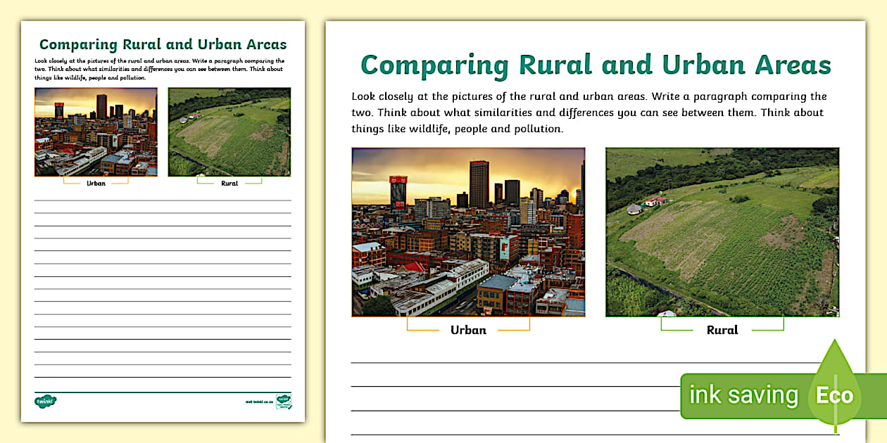 Comparing Rural and Urban Areas in South Africa Worksheet