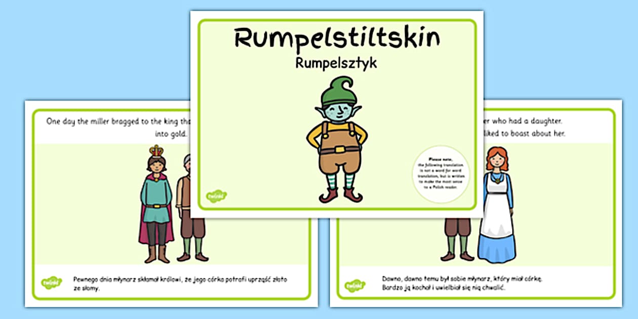 Black and White Rumpelstiltskin Story Sequencing A4 Polish Translation