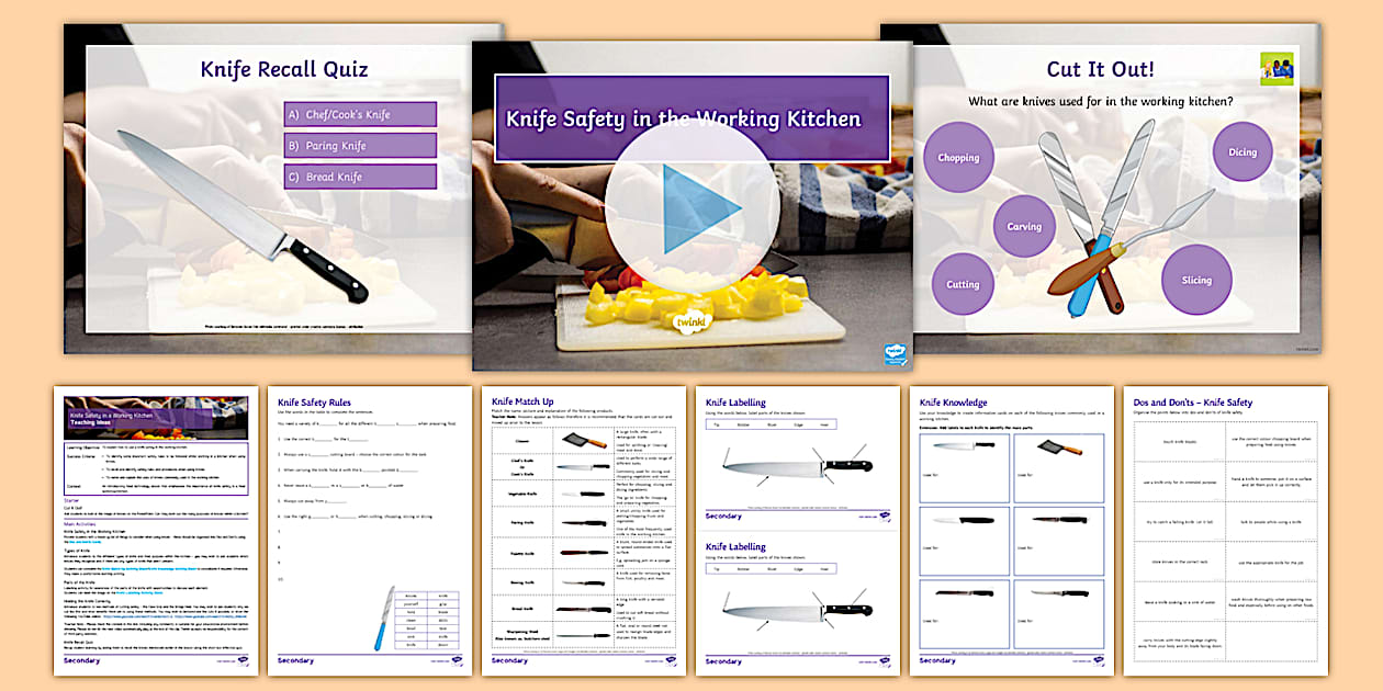 Working Kitchen Activity Pack: Knife Safety Worksheets
