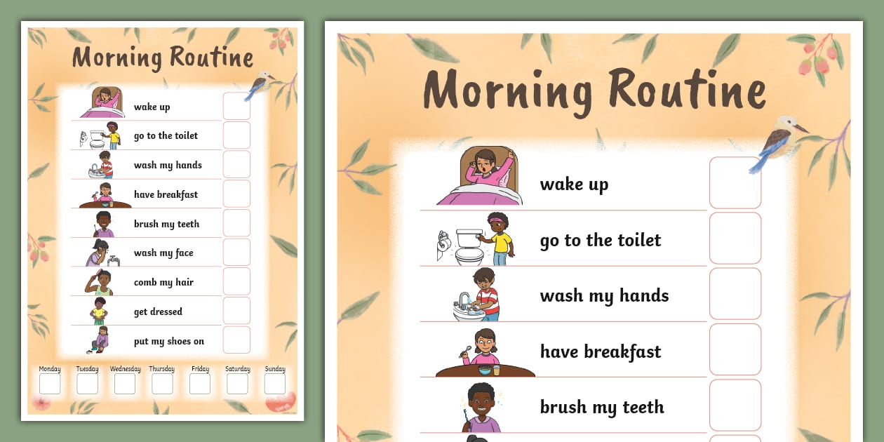 Home Among the Gumtrees Themed Morning Routine Checklist Display Poster
