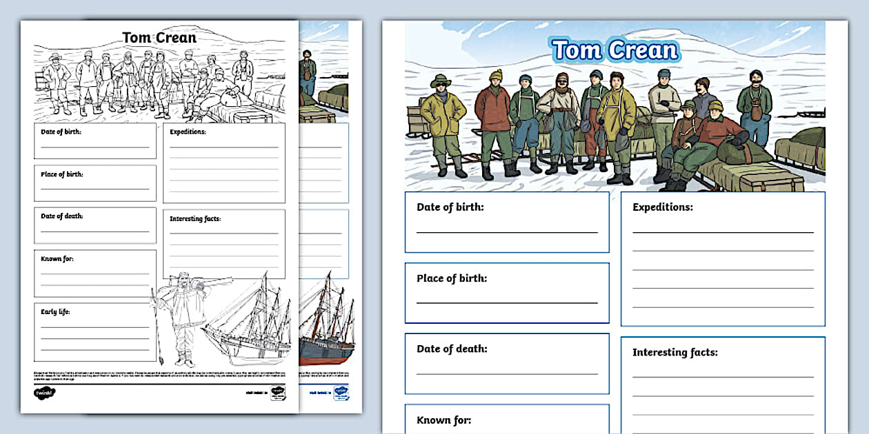 Tom Crean Fact File Template Twinkl English Teacher Made