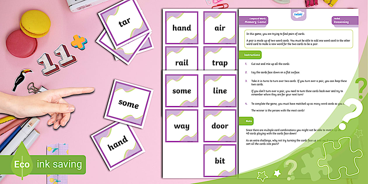 Verbal Reasoning - Compound Words Memory Game - Twinkl